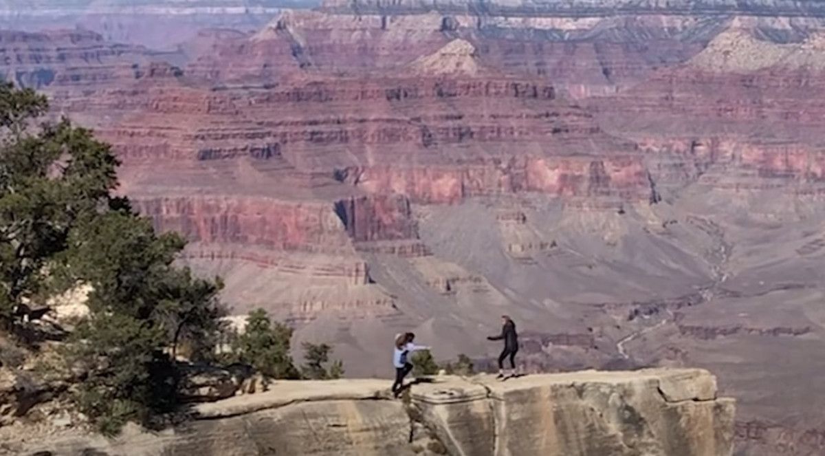 Woman Almost Falls Off Cliff Taking Photo At The Grand Canyon
