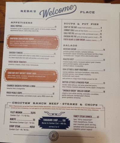 Check Out The Menu For Reba McEntire's New Restaurant...Reba's Place