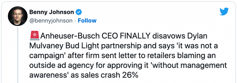 Anheuser-Busch CEO Finally Disavows Dylan Mulvaney Partnership